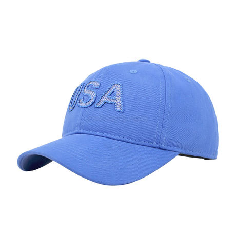 Blue Trucker Cap Cotton Fabric Mesh Hat with Arch Bridge Embroidery For ...