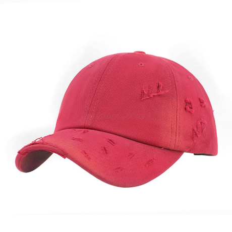 Custom Red Color 6 Panels Soft Cotton Fabric Washed Baseball Cap And ...